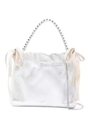 JIMMY CHOO Mini Embellished Drawstring Tote - Silver