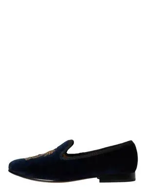 Polo Ralph Lauren Paxton Crest Velvet Slippers - Blue