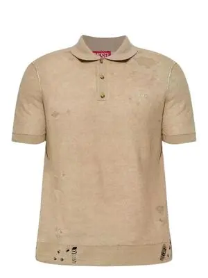 DIESEL K-danny Distressed Short-sleeve Polo Shirt - Neutrals