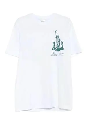 LES DEUX Checkmate Statue-chess-print T-shirt - White