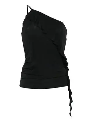 Pinko Ruffled One-shoulder Top - Black