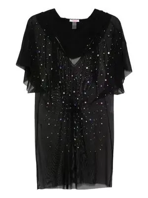 PIN-UP STARS Rhinestone Hooded Blouse - Black