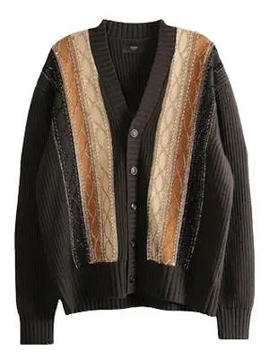 Amiri Embellished Striped Cardigan - Dark Brown