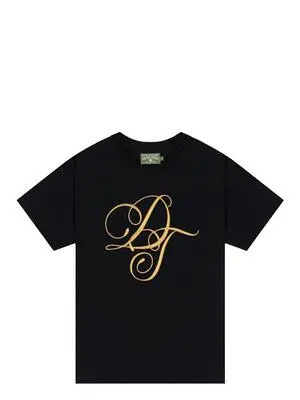 DENIM TEARS Dt Metallic Gold Script Tee Shirt - Black