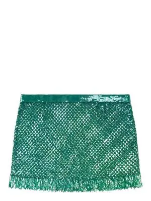 Alanui Fringed Mini Skirt - Green
