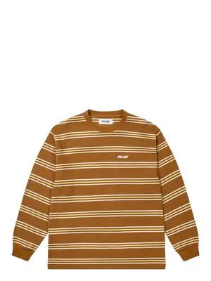 PALACE Trio Stripe Long Sleeve Tee Shirt - Fox