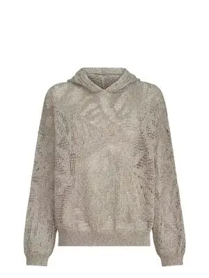 BRUNELLO CUCINELLI Long-Sleeved Openwork Knit Hoodie