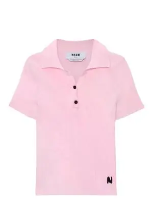 MSGM Ribbed-knit Polo Shirt - Pink