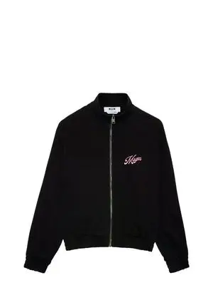 MSGM Embroidered Zip Sweatshirt - Black