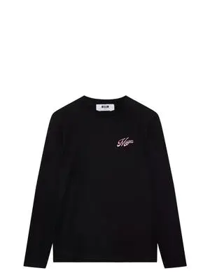 MSGM Embroidered Long-sleeve Sweatshirt - Black