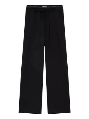 MSGM Drawstring-fastening Logo-waistband Trousers - Black