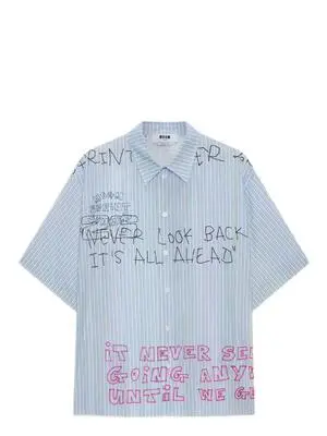 MSGM Striped Graphic Shirt - Blue