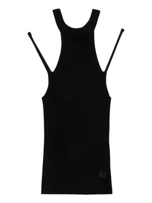 MSGM Cut-out Ribbed Tank Top - Black
