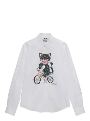 MSGM Cat-print Shirt - White