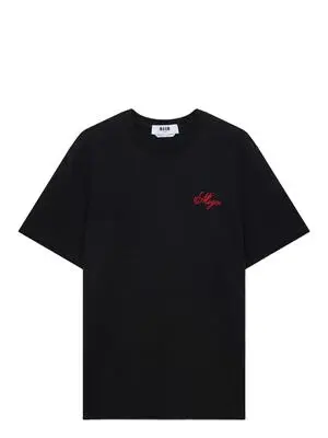 MSGM Detail-embroidery T-shirt - Black