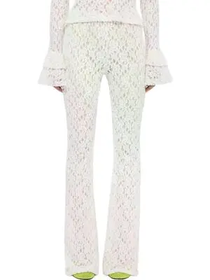 MSGM Lace Flared Trousers - White