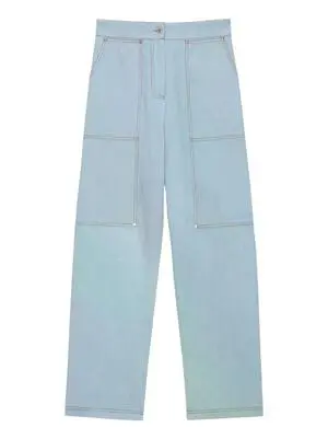 MSGM Logo-embroidered Straight Leg Jeans - Blue