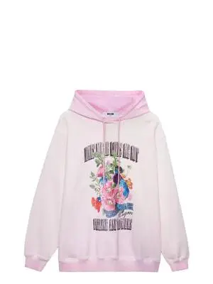 MSGM Floral-print Hoodie - Pink