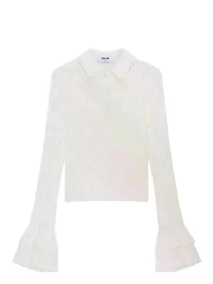 MSGM Lace Polo Top - Neutrals