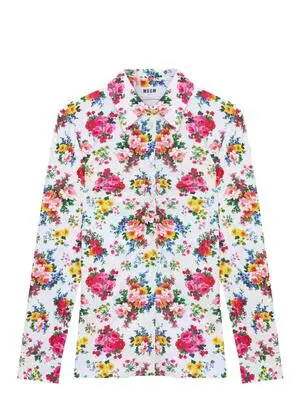 MSGM Floral-pattern Shirt - White