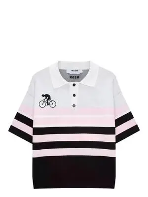 MSGM Striped Polo Shirt - Black