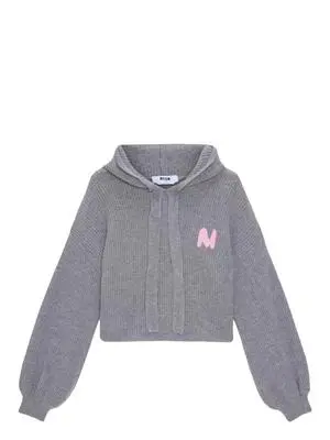 MSGM Hooded Balloon-Sleeve Sweater