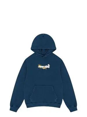 DENIM TEARS Floral Embroidered Logo Hoodie - Navy Blue