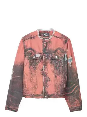 Camper Button-fastening Distressed Denim Jacket - Orange