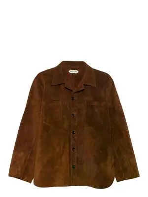 BODE Patch Pocket Suede Overshirt - Brown