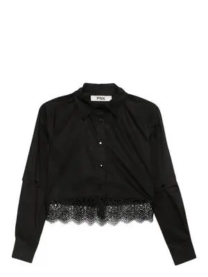 PNK Lace Panel Shirt - Black