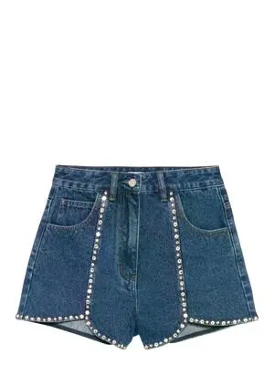 Sandro Rhinestone-embellished Denim Shorts - Blue