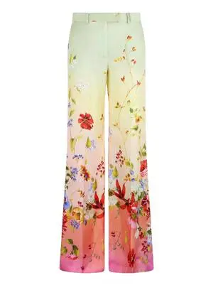 Roberto Cavalli Floral Print Wide Leg Trousers - Green