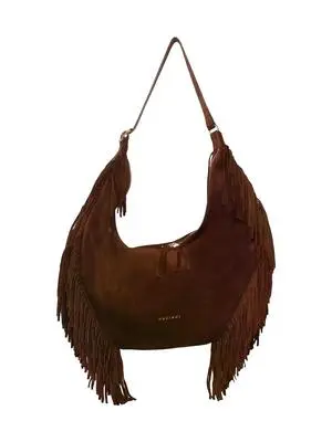 ORTIGNI Isola Leather Shoulder Bag With Fringe - Brown