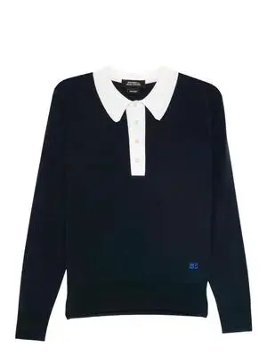 WALES BONNER Henry Long-sleeve Polo Top - Blue