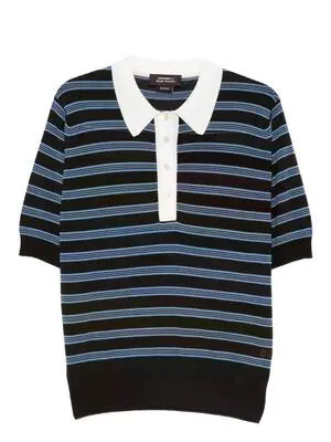 WALES BONNER Striped Polo Shirt - Brown