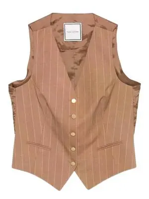 Tagliatore Pinstripe Button Waistcoat - Brown
