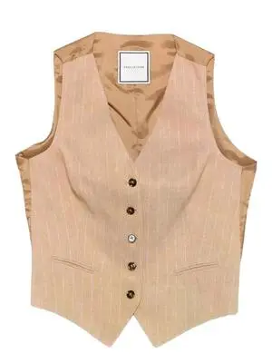 Tagliatore Pinstripe Buttoned Waistcoat - Neutrals