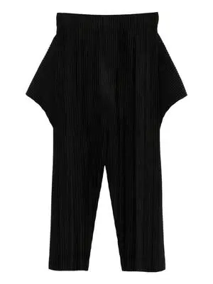 Issey Miyake Pleated Cropped Trousers - Black