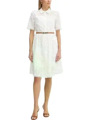 FRACOMINA Floral-embroidered Mini Dress - White