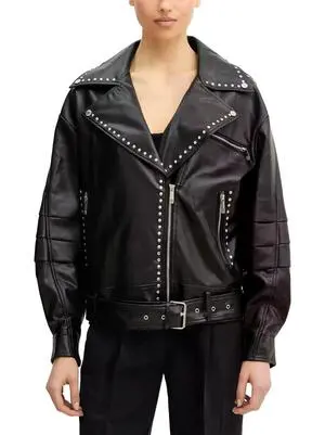 FRACOMINA Stud-embellished Zip-up Biker Jacket - Black
