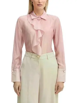 FRACOMINA Long-Sleeve Ruffled Shirt Pink