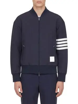Thom Browne 4-bar Viscose Blend Bomber Jacket - Navy
