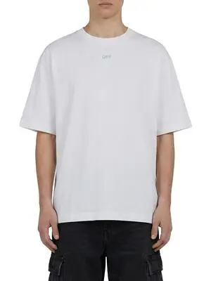 Off-White Cotton T-shirt With Mini Logo - Grey