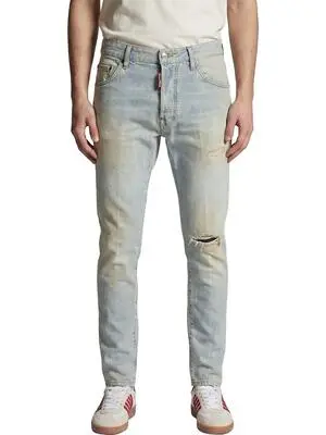 Dsquared2 Skinny Fit Distressed Denim Jeans - Blue