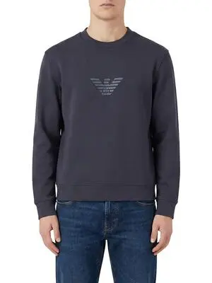 Emporio Armani Crew Neck Sweatshirt With Logo - Blue 1