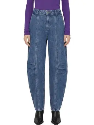 ROTATE BY BIRGER CHRISTENSEN Wide Leg Trousers - Gnawed Blue