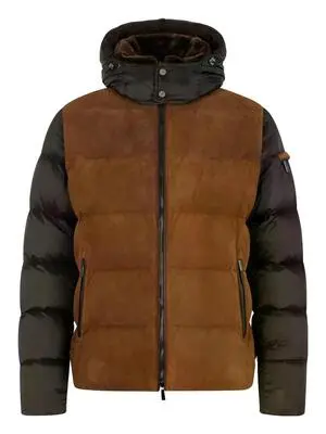 MOORER Hooded Padded Jacket - Brown