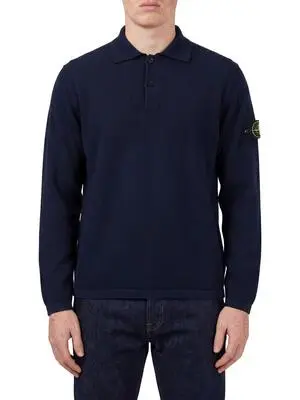 Stone Island Fine Knit Cotton Polo Shirt - Blue