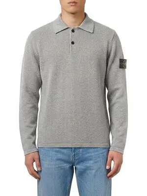 Stone Island Fine Knit Cotton Polo Shirt - Grey