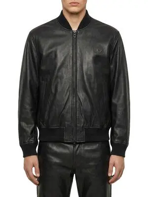 DIESEL® Leather Bomber Jacket - Black